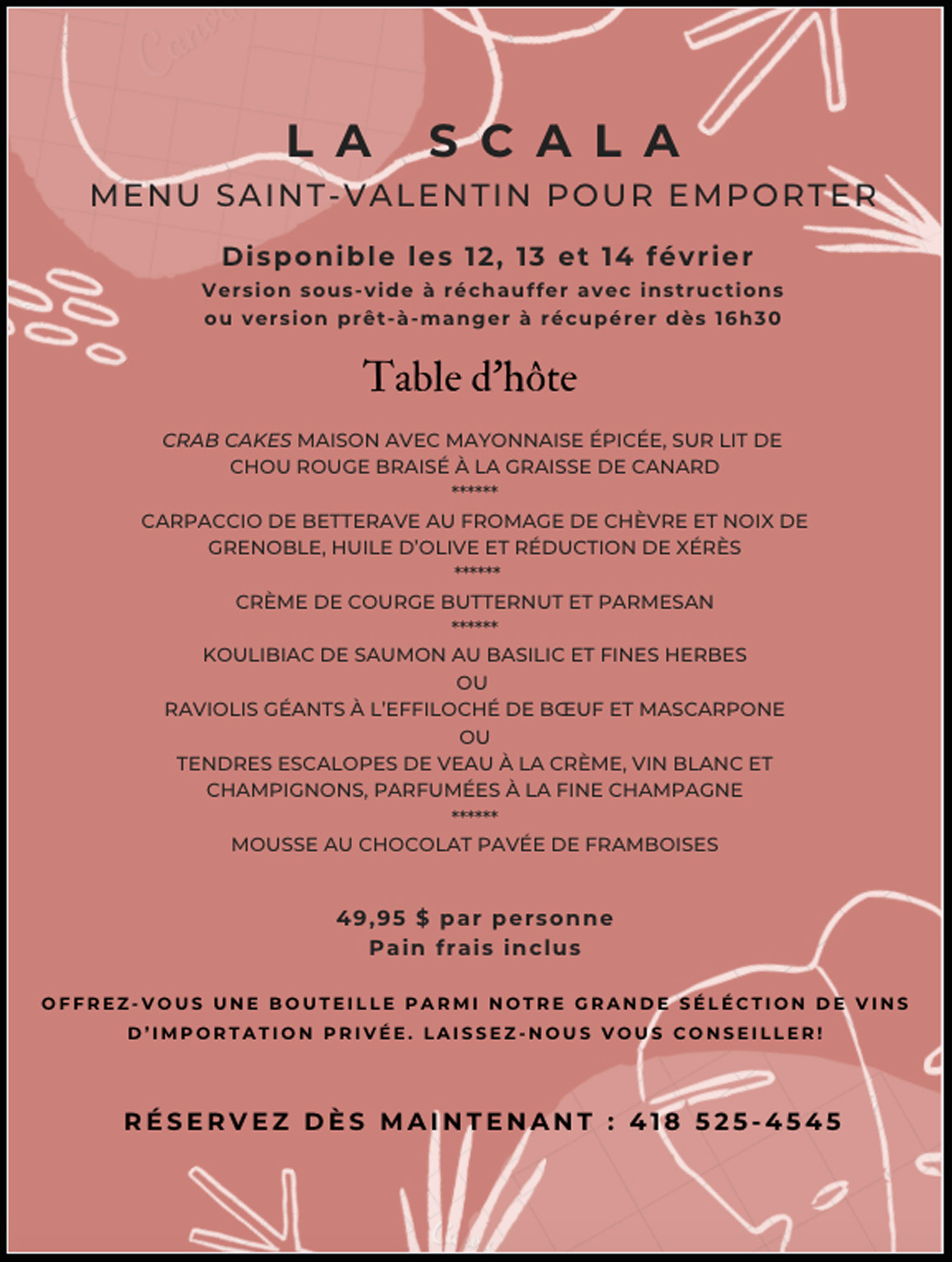 menu-st-valentin - Restaurant La Scala